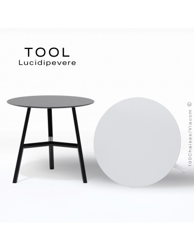 Table ronde TOOL-75, structure et plateau en acier peint.