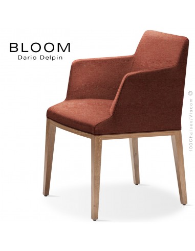 Fauteuil design BLOOM-SP, piétement bois, assise et dossier habillage ...